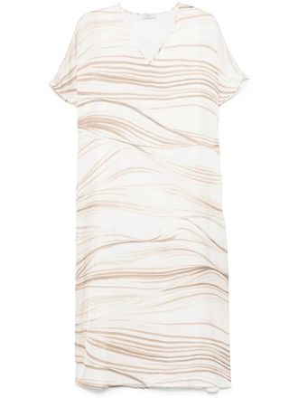 PESERICO robe mi-longue à rayures - Blanc