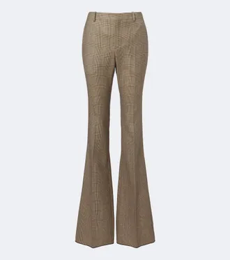 Saint Laurent Pantalon &eacute;vas&eacute; en laine &agrave; motif Prince de Galles