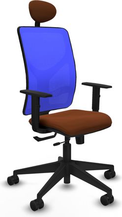 Piqueras y Crespo B&uuml;rostuhl mit Lendenwirbelst&uuml;tze, mit 1D-Armlehnen und festem Kopfteil, ausgestattet mit Syncro/Traslack und Schneideschaum, mit Rollen von 65 mm, Nyl