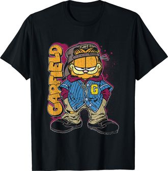 Garfield Streetwear Spray Paint Portrait Cool Cat Cartoon T-Shirt