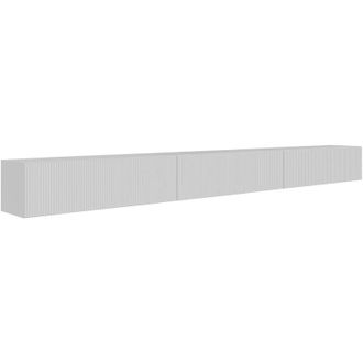 Selsey Selsey VELDIO - Meuble TV mural avec fa&ccedil;ades rainur&eacute;es - 300 cm - blanc
