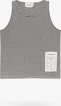 Amaranto Linen and cotton tank top with striped motif - AMARANTO - gender_Man