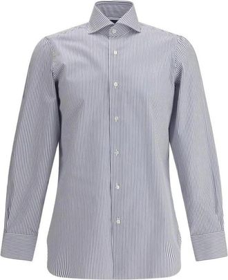 Finamore Homme, Chemises, Bleu, Taille: 4XL Chemise Ray&eacute;e Classique avec Col