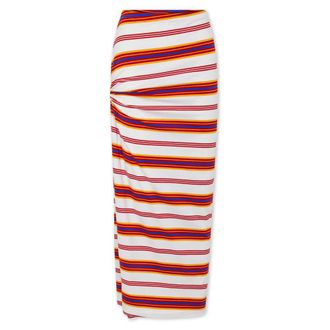 Paco Rabanne Gestreifter Jersey Geraffter Langer Rock - - Skirts - Damen - Mehrfarbig - S