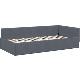 vidaXL Cadre de lit dangle Gris foncé 100 cm x 200 cm tissu vidaXL