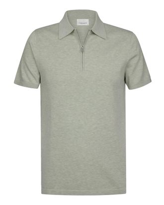Profuomo Strick-Poloshirt mit Lyocell, Seide und Rei&szlig;verschlusskragen in