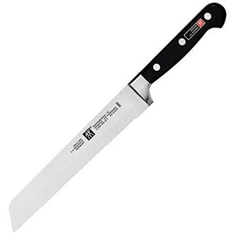 Zwilling Couteau &agrave; Pain, Lame : 20 cm, Lame Dentel&eacute;e, Acier Inoxydable, Manche Noir, s&eacute;rie Professional S