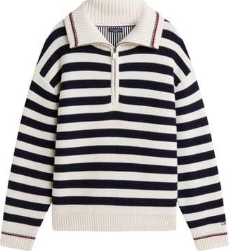 Tommy Hilfiger Pull col camionneur zipp&eacute; &agrave; rayures