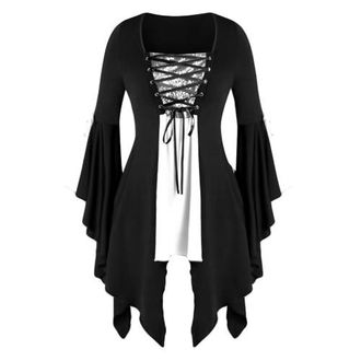 Generic Blouses Noeud Femme Manches Plus Dentelle Gothique Chemisier Femme Haut Pailin&eacute; Grande Taille Hauts Top Paillet&eacute; Femme, argent&eacute;, L