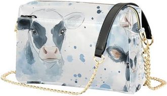 Mnsruu Sacs à bandoulière pour femme, sac à main en cuir style aquarelle à pois de vache