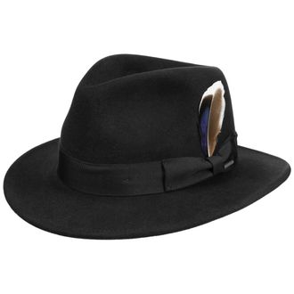 Stetson Bradner Wollfilzhut Traveller Outdoorhut Herren Winter schwarz M (56-57 cm)