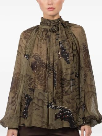 Ronny Kobo tie-neck blouse - Gr&uuml;n