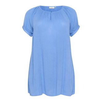 Kaffe Curve Flow Tunique Chemisier Manches Courtes - Femme - Blouses et Chemises - Bleu - Taille: 48 FR