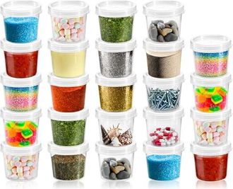 Com-Four 24x r&eacute;cipient de stockage avec couvercle - pot en plastique universel avec fermeture - gobelets empilables pour cosm&eacute;tiques, cr&egrave;me, lotion et mat&eacute;riel