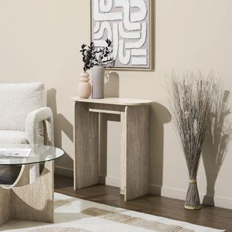 The Home Deco Factory Console - Home Deco Factory - Pietra - Effet Pierre Travertin - Blanc Et Beige - 80 X 90 X 30 Cm