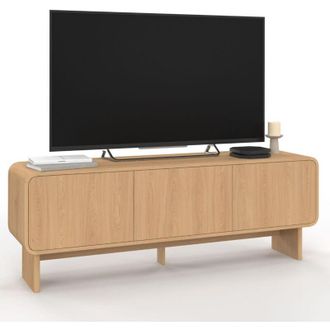 IDMarket TV-M&ouml;bel 140 cm CAPUCINE 3 T&uuml;ren in Buchenholzoptik abgerundetes Design