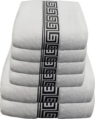 Julie Julsen 6 TLG Handtuchset 2 Badetücher 4 Handtüche Chemikalien-Frei 600g/m² Weiß-Schwarz 100% Baumwolle - Oeko TEX Std 100 Zertifizierung - Weich und Saugstar