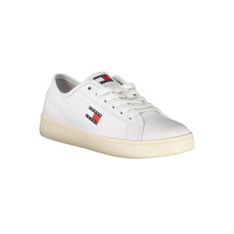 Tommy Hilfiger Logo-Embroidered Leather Sneaker - White