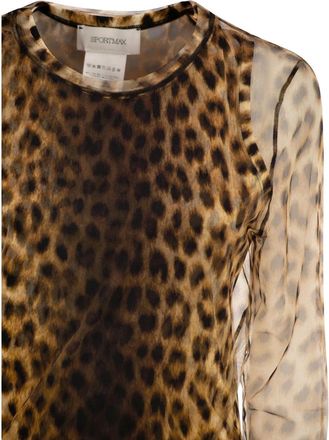 Sportmax Animal-Print Layered Tulle Sweater - Brown
