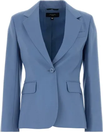 Max Mara Femme, Vestes, Bleu, Taille: 42 FR Lamine Blazer