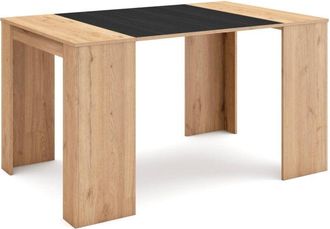 Skraut Home Skraut Home - Table console extensible, Console meuble, 140, Pour 6 personnes, Table à Manger, Style moderne, Chêne et noir