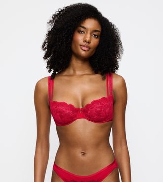Triumph B&uuml;gel-BH TRIUMPH Palina Moonlight Kiss, Damen, Gr. 70, Cup F, rot (shanghai rot), Spitze, Obermaterial: 87% Polyamid, 11% Elasthan, 2% Polyester, BHs 