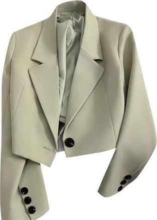 Generic Blazer pour femme - Court et &eacute;l&eacute;gant - D&eacute;contract&eacute; - Couleur unie - Veste courte - L&eacute;ger - Sportif - Cardigan festif - Manches longues - Col &agrave; revers 