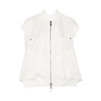 sacai Femme, Vestes, Blanc, Taille: 40 FR Zip-Closure Sleeveless Vest