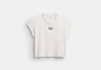 Coach Box-Crewneck-T-Shirt Mit Kappen&auml;rmeln f&uuml;r Frauen in Wei&szlig;, Gr&ouml;&szlig;e X-Gro&szlig; | Baumwoll