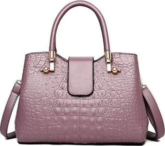 Generic Sacs &agrave; main et sacs &agrave; main tendance crocodile pour femme avec poign&eacute;e sur le dessus, grand sac fourre-tout pour femme, violet, Large