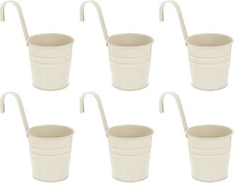 Cabilock 6Pcs Hängender Blumentopf Metall Blumentöpfe Blumeneimer Hängetopf Wand Pflanzer mit Ablaufloch Metall Vase Pflanztöpfe Pflanzgefäße Balkontopf Überto