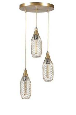 Opviq Elegant Gold Chandelier, Adjustable Height 70 cm, Metal Body with Antique Coating, 12 cm Cap Diameter, E27 Socket, Perfect for Modern Spaces
