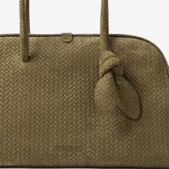Jacquemus Womens Bowling Bag Khaki Calfskin Leather Handbags Hand