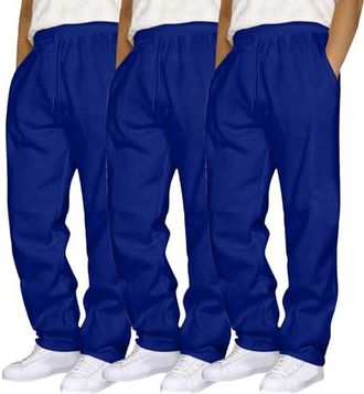 Generic Lot de 3 pantalons de jogging baggy pour homme Y2K - Large - Coton - Taille &eacute;lastique - Jambes larges - Pantalon de sport - Pantalon de sport - Pantal