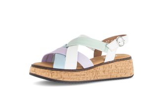 Gabor Damen Riemchensandalen, Frauen Sandalen,Sandaletten,Sommersandalen,bequem,flach,Sommerschuhe,Strandschuhe,Sky/latt/lila/Mint,38.5 EU / 5.5 UK