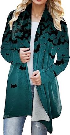 Generic Veste cardigan d&eacute;contract&eacute; &agrave; manches longues pour femme Halloween 2026, bleu, XXL