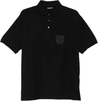 Emporio Armani Homme, Tops, Noir, Taille: S Polo Piqu&eacute; Avec Broderie &Eacute;cusson