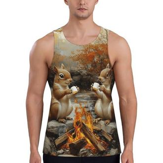 Generic D&eacute;bardeur respirant &agrave; s&eacute;chage rapide sans manches pour homme pour entra&icirc;nement &agrave; la plage S &agrave; 4XL, &Eacute;cureuils de camping 6, 4XL