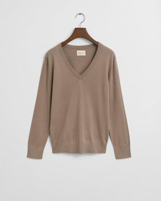 GANT Damen Feinstrick V-Neck Pullover (XXXL) TAUPE BEIGE