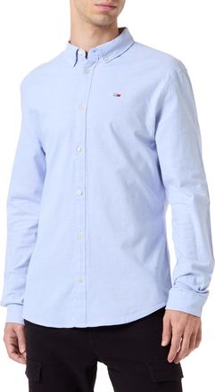 Tommy Jeans Herren Hemd TJM Slim Langarm, Blau (Moderate Blue), XXS