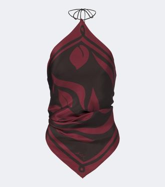 Sir. Top foulard en satin de soie &agrave; imprim&eacute;