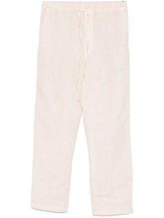 120% Lino pantalon &agrave; lien de resserrage - Tons neutres