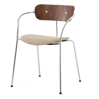 & Tradition Chaise Pavilion AV4 avec accoudoirs, pi&egrave;tement chrom&eacute; & Tradition