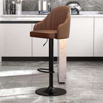 Generic Barhocker aus PU-Leder mit drehbarer R&uuml;ckenlehne, Verstellbarer K&uuml;cheninselstuhl, moderner Tresenhocker/62-84 cm