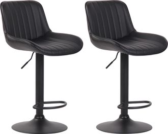 Clp 2er Set Barhocker Lentini Kunstleder Mit Fu&szlig;st&uuml;tze I Thekenhocker H&ouml;henverstellbar & 360&deg; Drehbar, Farbe:schwarz, Gestell Farbe:schwarz