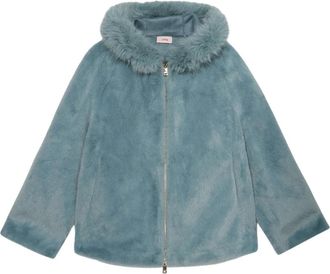 Oltre Femme, Vestes, Bleu, Taille: 42 FR Parka courte &agrave; capuche