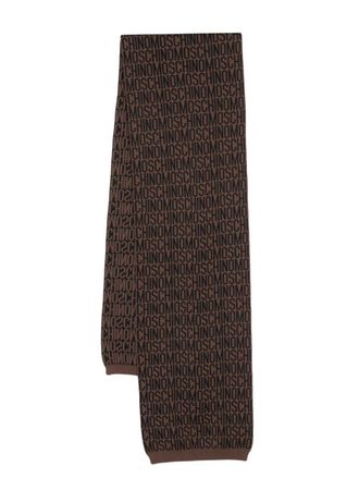 Moschino Schal mit Logo-Print - Braun