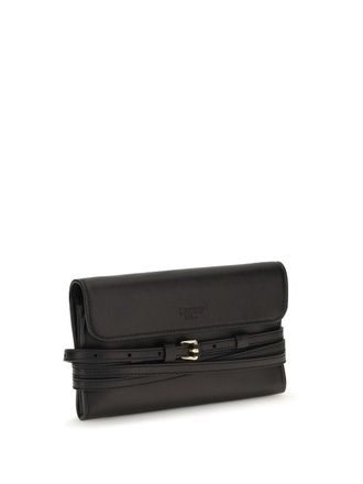 Moschino Womens Leather Wallet With Buckle Detail Nero
