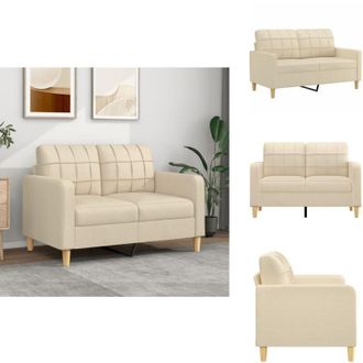 vidaXL 2-Sitzer-Sofa Creme 120 cm Stoff - 2-Sitzer Sofa - Cremefarbenes Sofa - Wohnzimmersofa - Gem&uuml;tliches Sofa - Modernes Sofa
