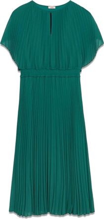Oltre Femme, Robes, Vert, Taille: 38 FR Robe Longue en Georgette Pliss&eacute;e